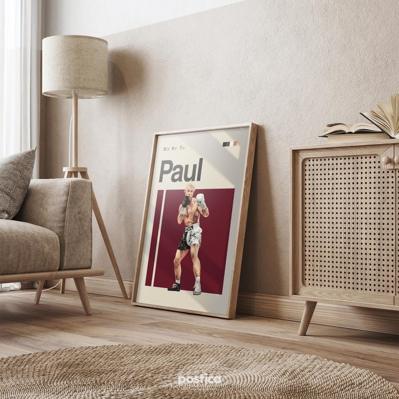 Jake Paul Poster - Boxing Poster Wall Art, Minimalist Mid Century ...