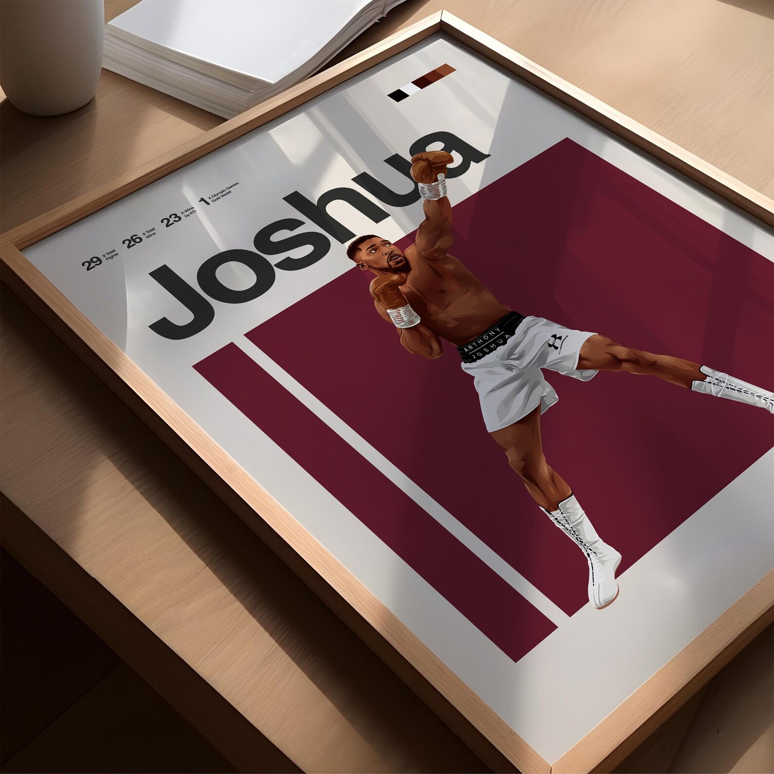 Anthony Joshua Poster - Boxing Poster Wall Art, Minimalist Mid Century ...
