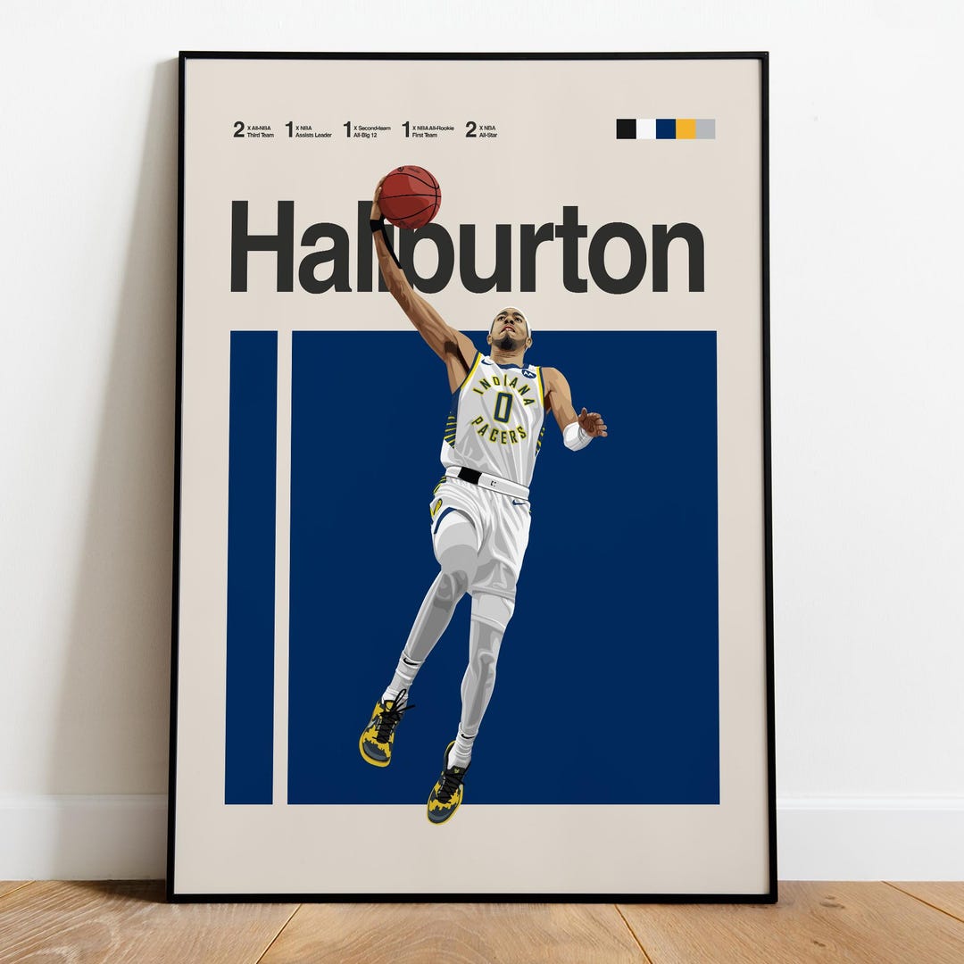 Tyrese Haliburton Dunking Basketball Poster – Slam Dunk Wall Art ...