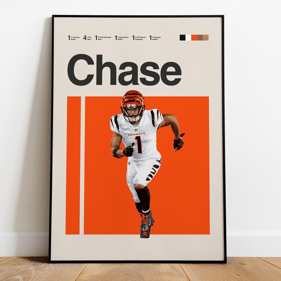 Ja'marr Chase Poster – NFL Wide Receiver Wall Art, American Football ...