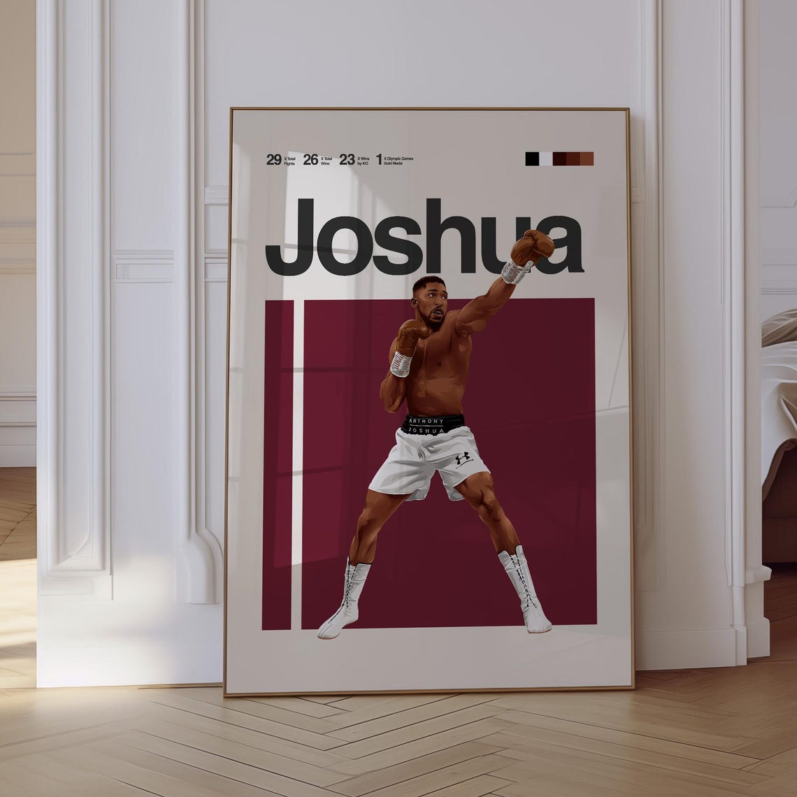 Anthony Joshua Poster - Boxing Poster Wall Art, Minimalist Mid Century ...