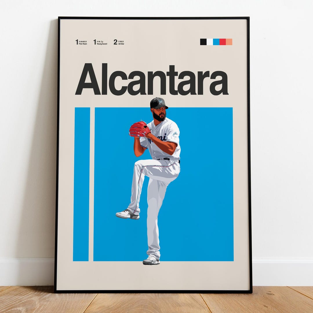 Sandy Alcantara Poster – MLB Pitcher Wall Art, American Baseball Print ...