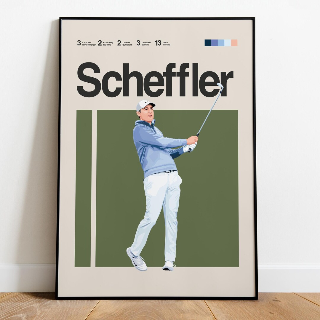 Scottie Scheffler Poster, Golf Poster, Mid Century Modern PGA Tour Golf ...