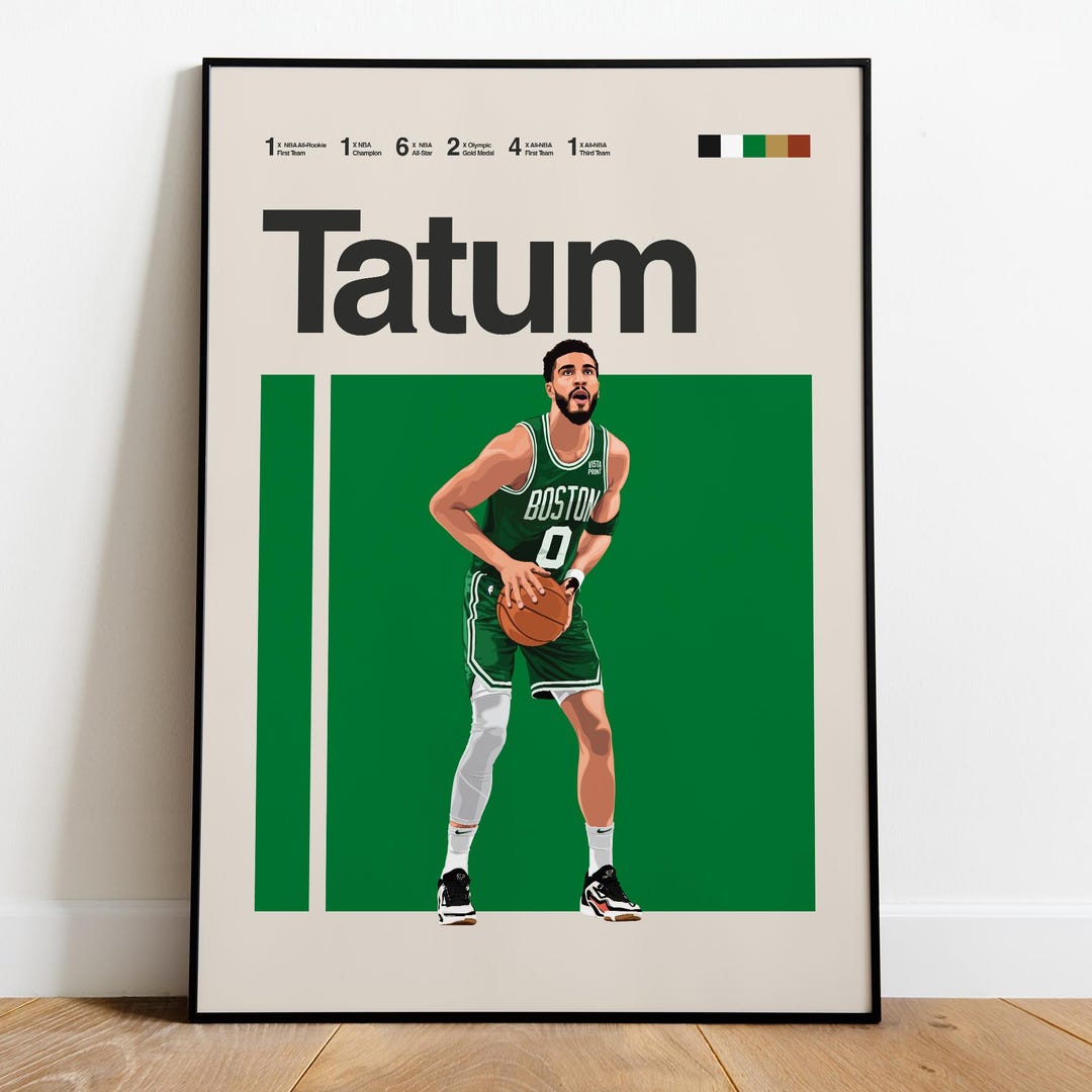Jayson Tatum Basketball Poster – Printable Wall Art, Minimalist Athlete ...