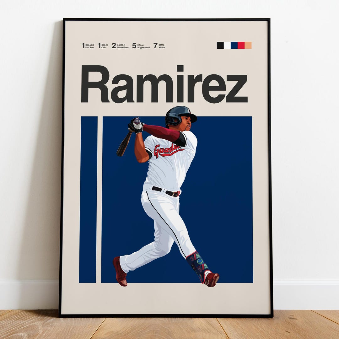 Jose Ramirez Poster – MLB Third Baseman Wall Art, American Baseball ...
