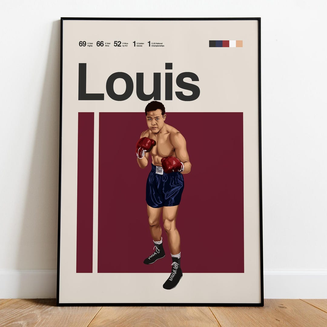 Joe Louis Poster - Boxing Poster Wall Art, Minimalist Mid Century ...