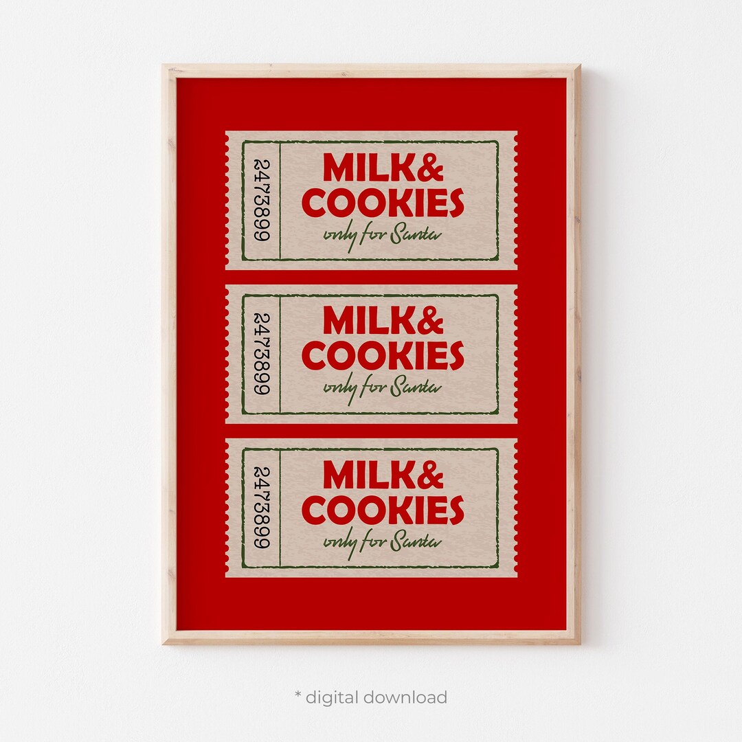 Vintage Santa Cookie Ticket Printable – Retro Christmas Kitchen Wall ...