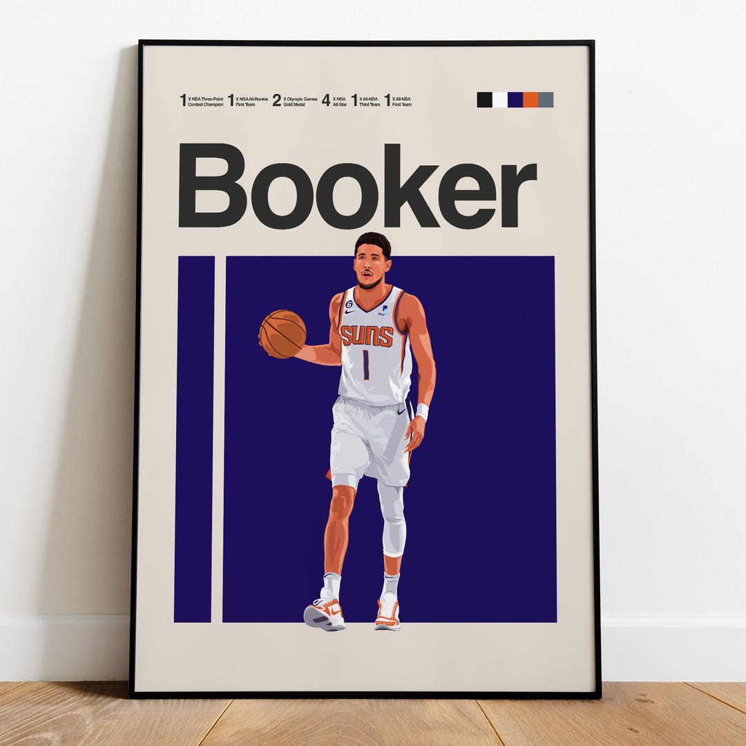 Devin Booker Basketball Poster – Printable Wall Art, Minimalist Athlete ...