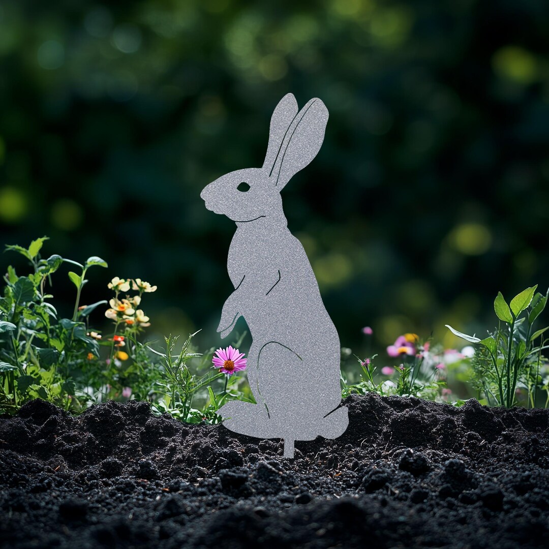 Custom Rabbit Hare Figurine Metal Garden Decor • Outdoor Steel Ground ...