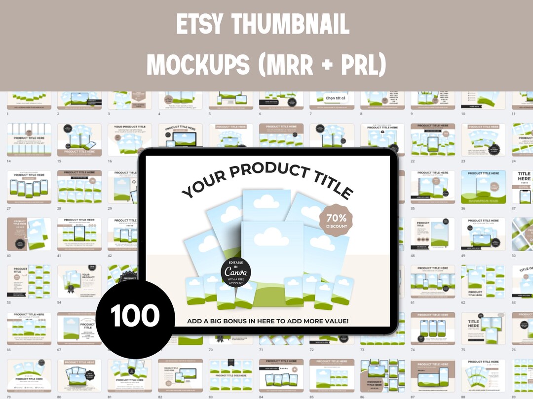 100 Etsy Thumbnails Templates for Canva | Mock up for Your Digital ...