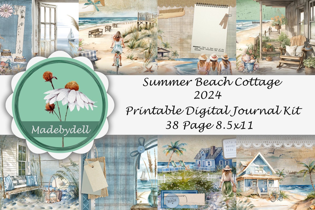 Summer Beach Cottage 38 Page Junk Journal Kit, Printable Digital Papers ...
