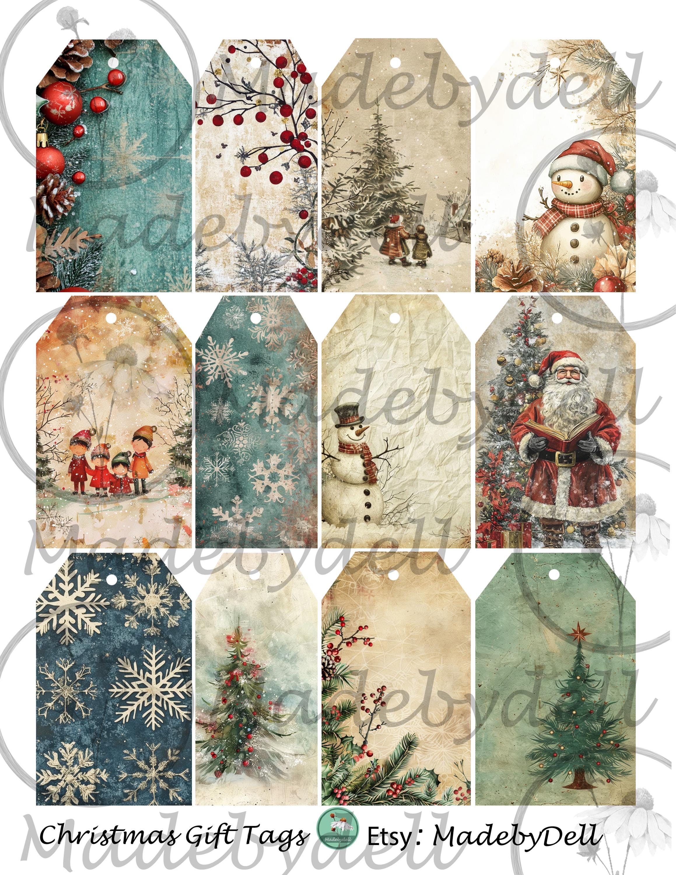 Christmas Gift Tags, Gift Wrap, Printable Digital Papers, Ephemera ...