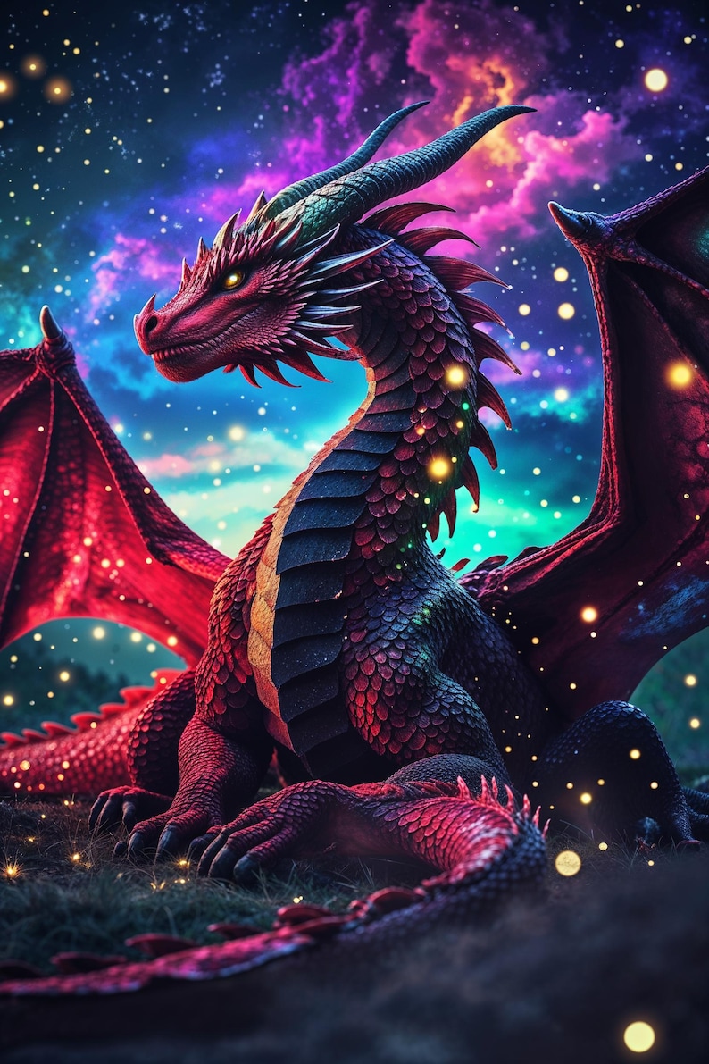 5 Digital Dragon Posters – Fantasy Wall Art Prints With Fire, Ice ...