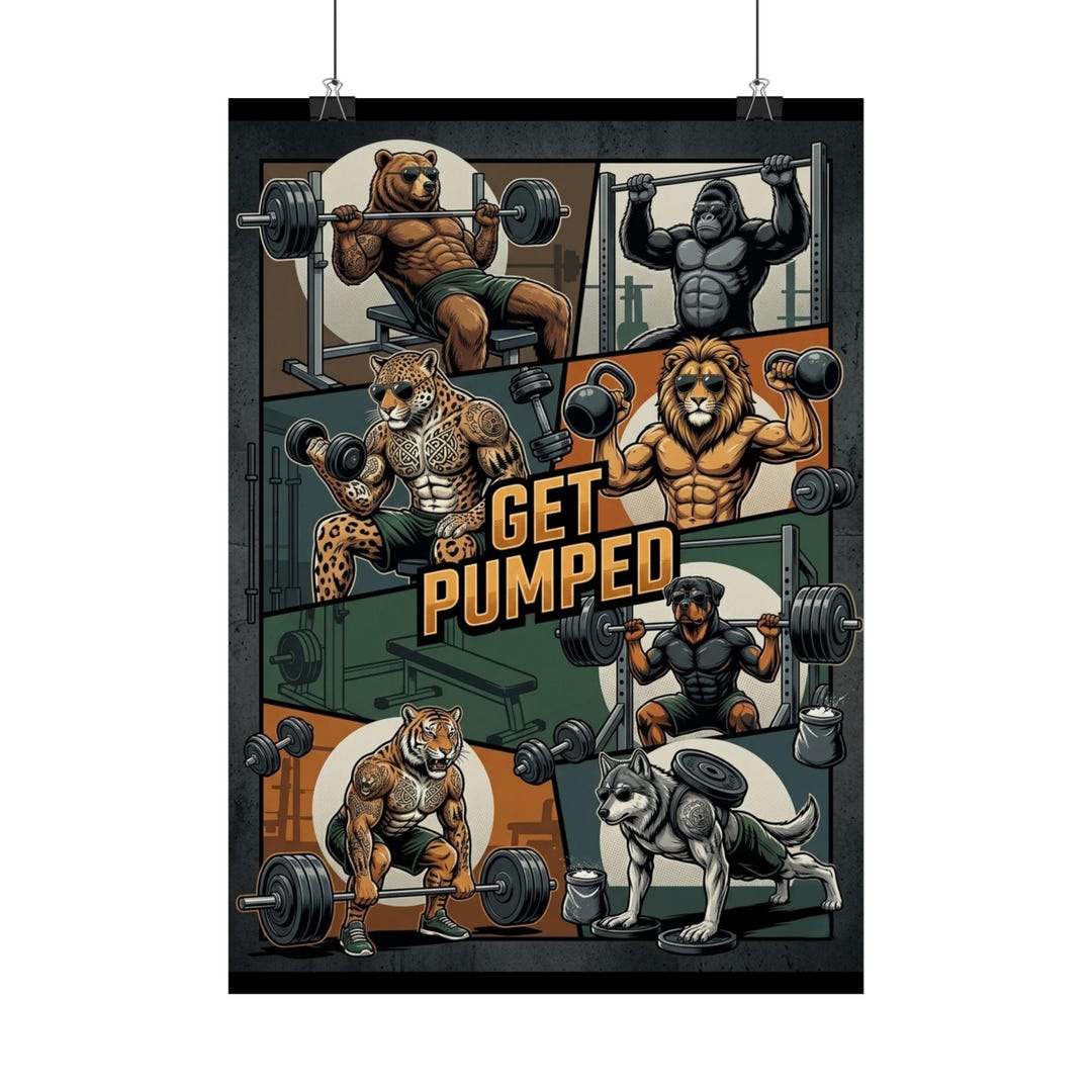 Get Pumped Animal Bodybuilders Poster | Gym Motivational Workout Wall ...