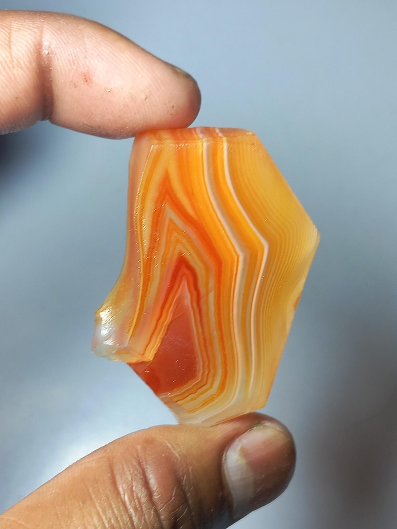 Unpolished Red Banded Agate Slice Cabochon (103 Cts, 47x29 MM) #022 ...