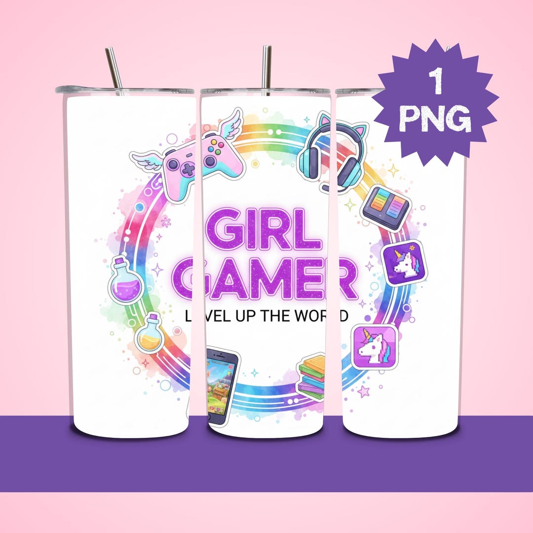 Gamer 20 Oz Skinny Tumbler Wrap Png, Game Controller Png, Game Lover ...