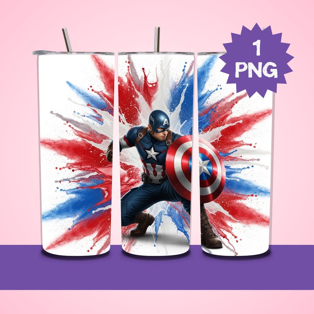 Captain America 20oz Sublimation Tumbler Wrap Design Instant Download ...