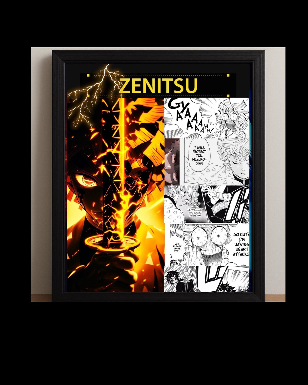 Anime Poster - Zenitsu Demon Slayer, Zenitsu Agatsuma Manga Artwork ...
