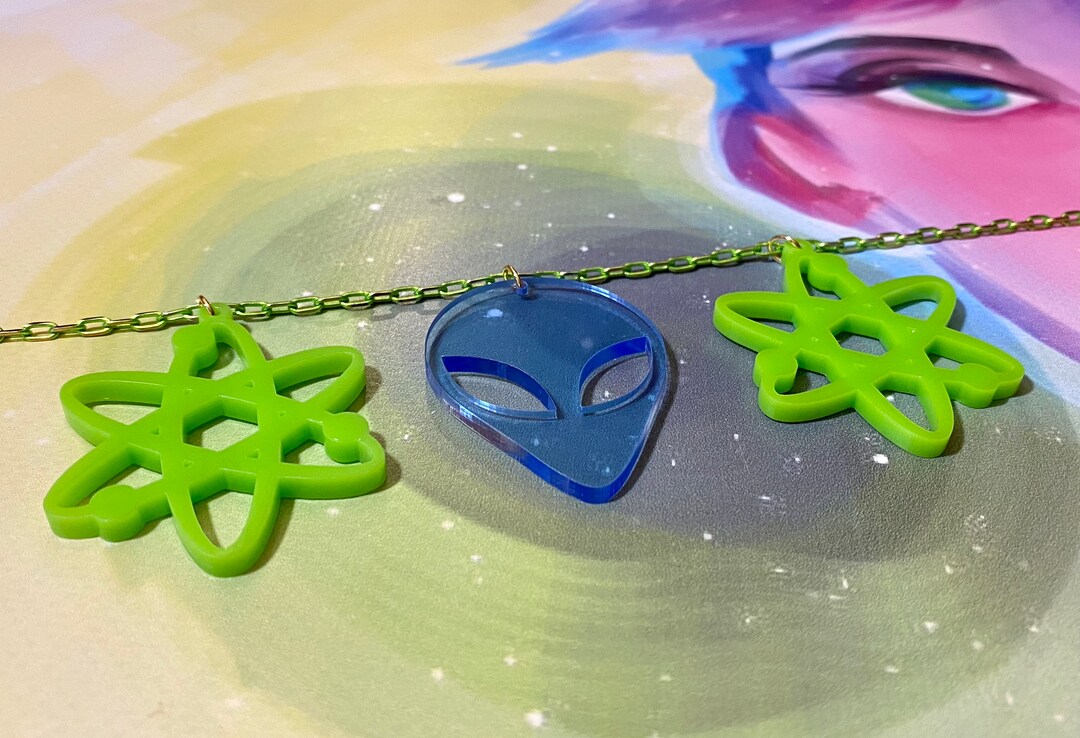 Aliens & Atoms Necklace (blue) - Etsy