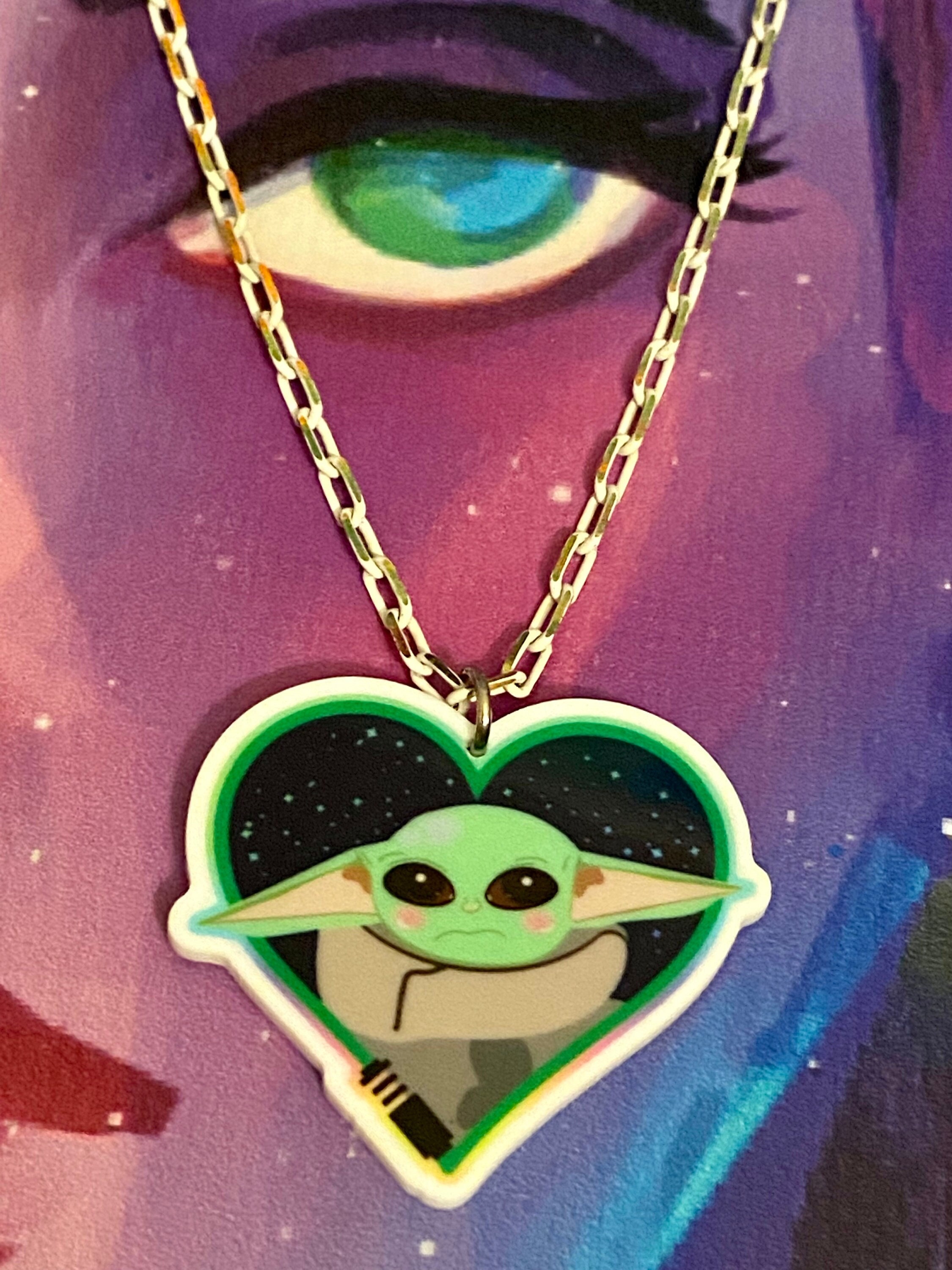 Baby Yoda Heart Necklace - Etsy