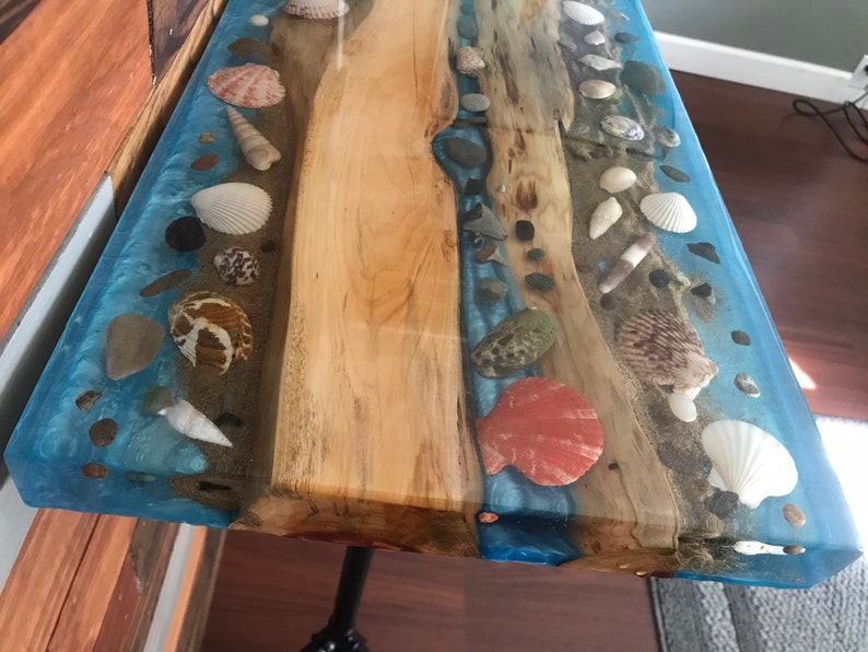 Live edge cedar river beach sea shell epoxy resin occasional | Etsy