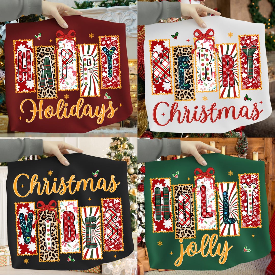 Festive Christmas Word Art PNG Set (digital Download) - Etsy