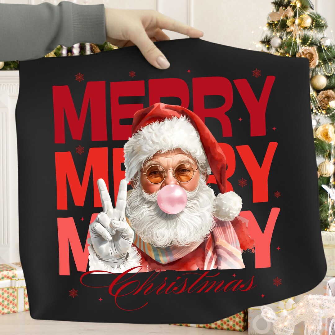 Funny Santa Bubble Gum Christmas PNG: Xmas Shirt Design (digital ...