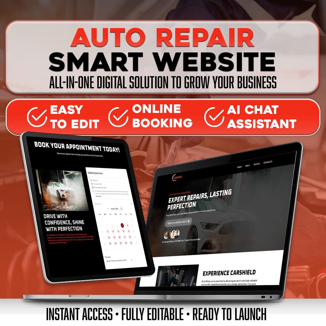 Auto Repair Website Template – Smart Mechanic Booking Site | Mobile ...