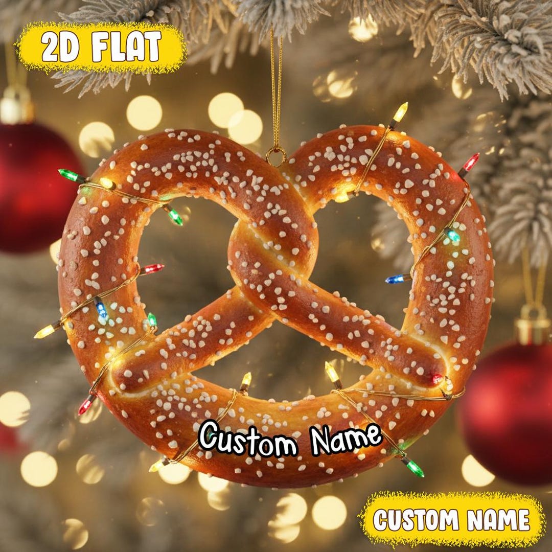 Custom Pretzel Christmas Ornament 2025, Personalized Name 2D Flat ...
