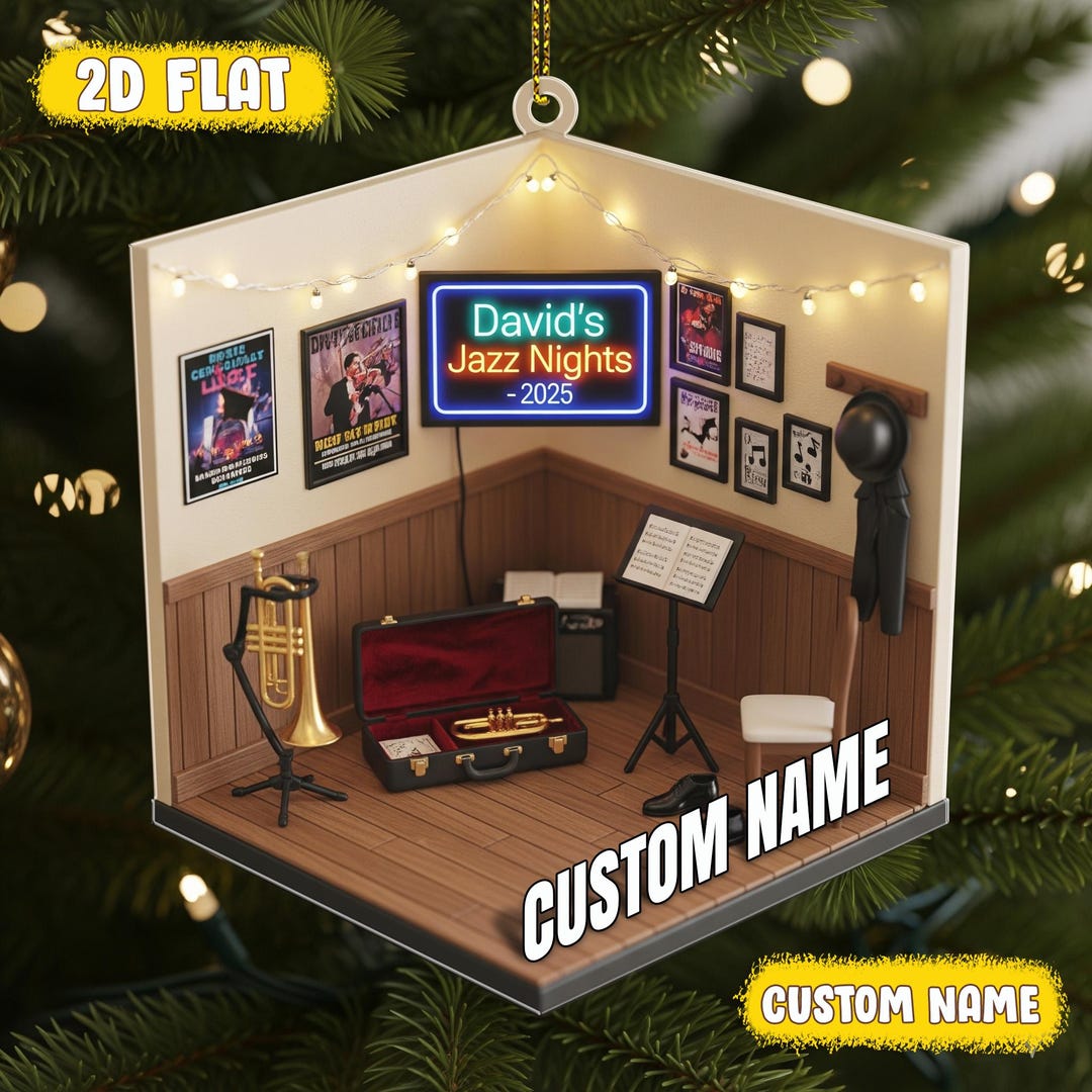 Personalized Clarinet Christmas Tree 2D Flat Ornament, Custom Name ...