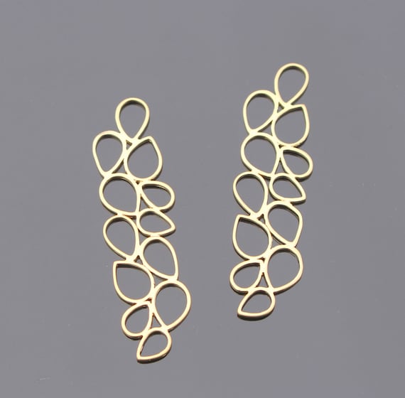 Matte gold Multiple Circle Long Connector Pendants Charms | Etsy