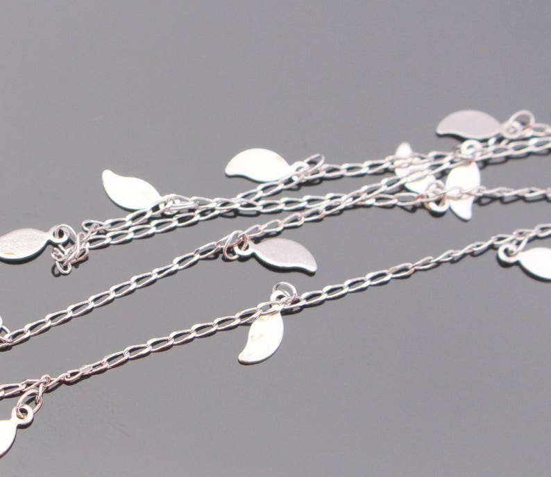 Loose Chain, Silver Leaf Drop Charm Brass Loose Chain, Chain by Foot ...