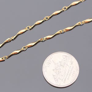 Gold Twisted Curb Bar Chain Loose Twisted Chain, Chain by Foot, Station ...