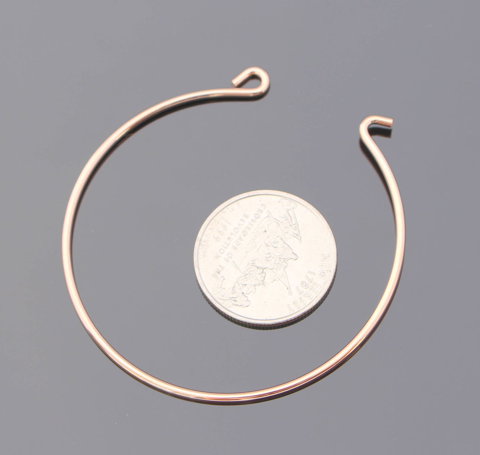 Rose Gold Round Plain Half Bangle Bracelet Cuff Bangle | Etsy