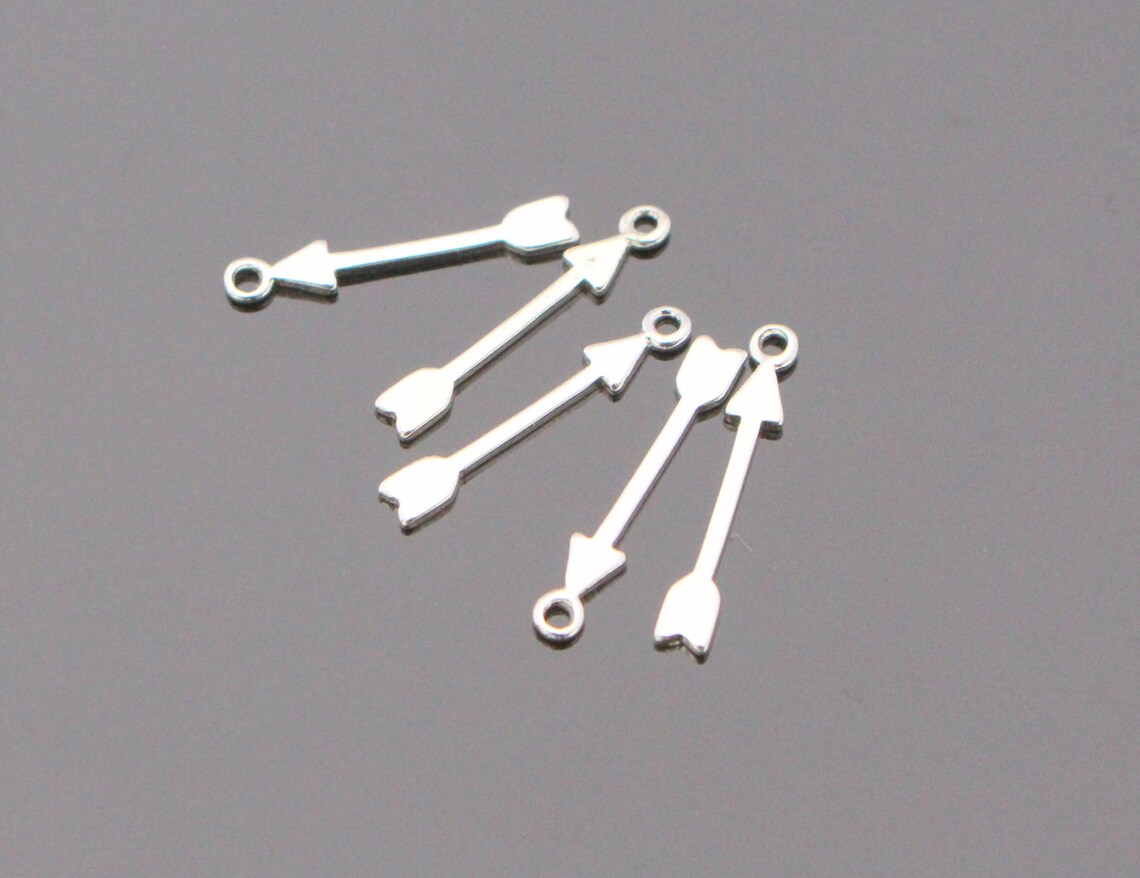 Jewelry Making Small Charms, Shiny Silver Tarnish Resistant Arrow ...