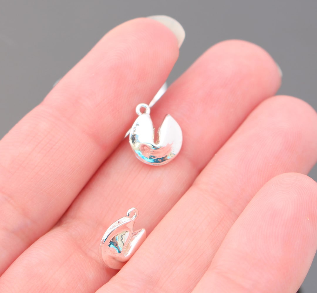 Silver Tarnish Resistant Small Fortune Cookie Bead Disk Connectors ...