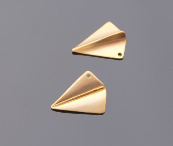 Matte Gold tarnish resistant Mini Paper Airplane Charms | Etsy