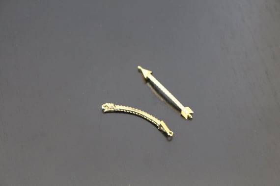 Gold Curved Arrow Charms Arrow Connector Pendants 1 Pc | Etsy