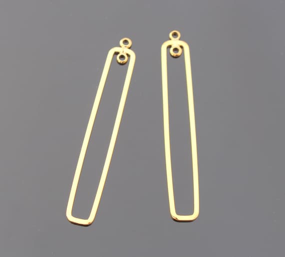 Gold Long Square Frame Drop Pendants Connectors Findings 2 | Etsy