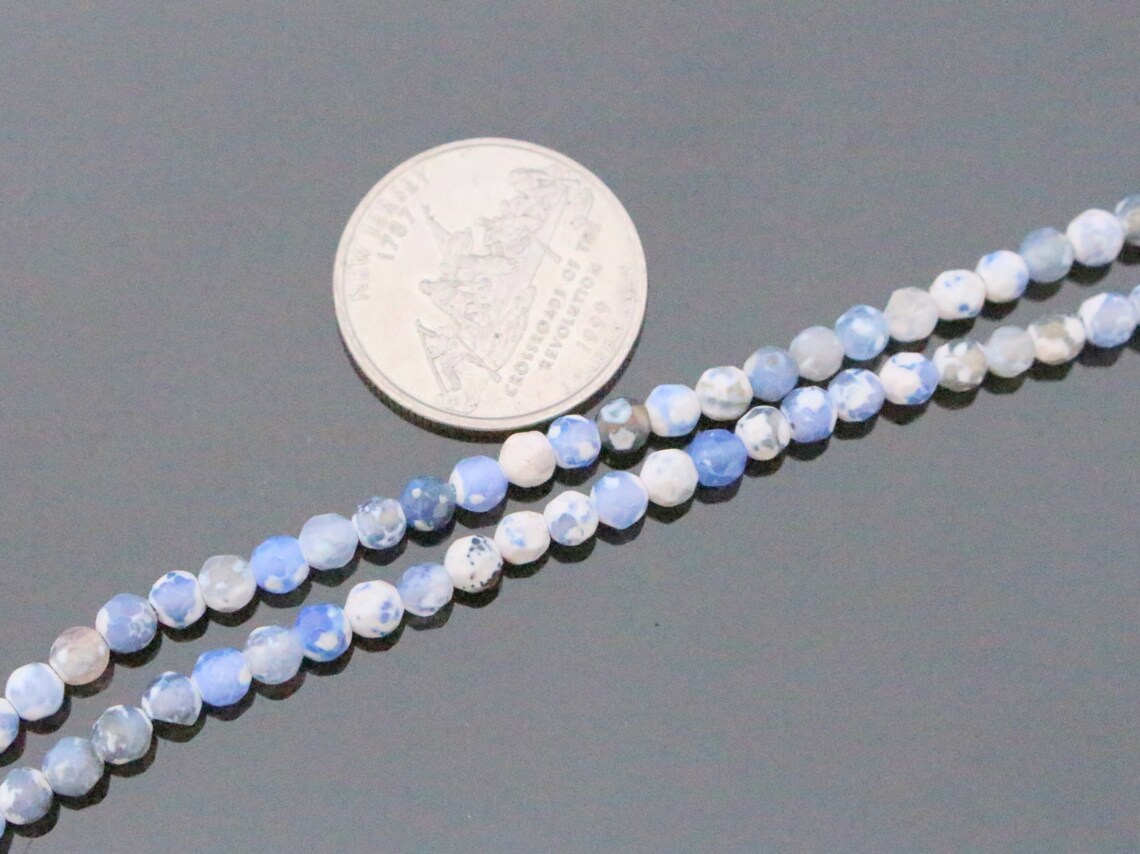 Light Blue and White Ball Bead, Small Bead Connector, Plated Stone ...