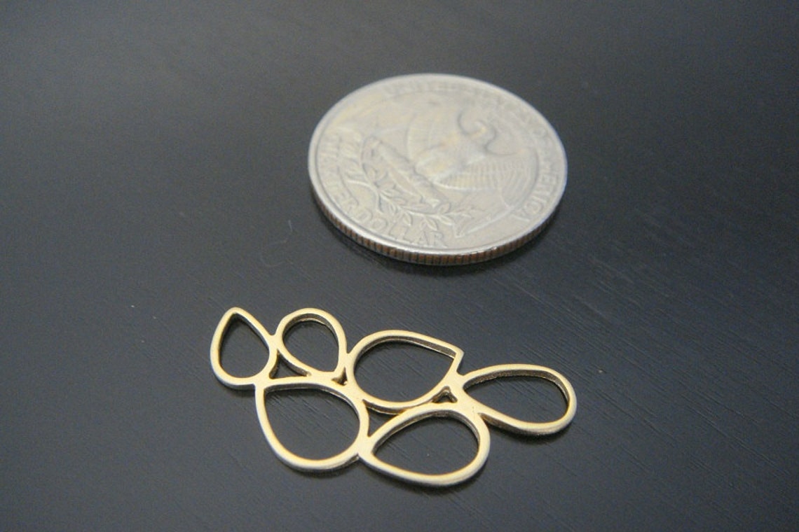 Matte Gold Multiple Circle Long Connector, Pendants, Charms, Earring ...