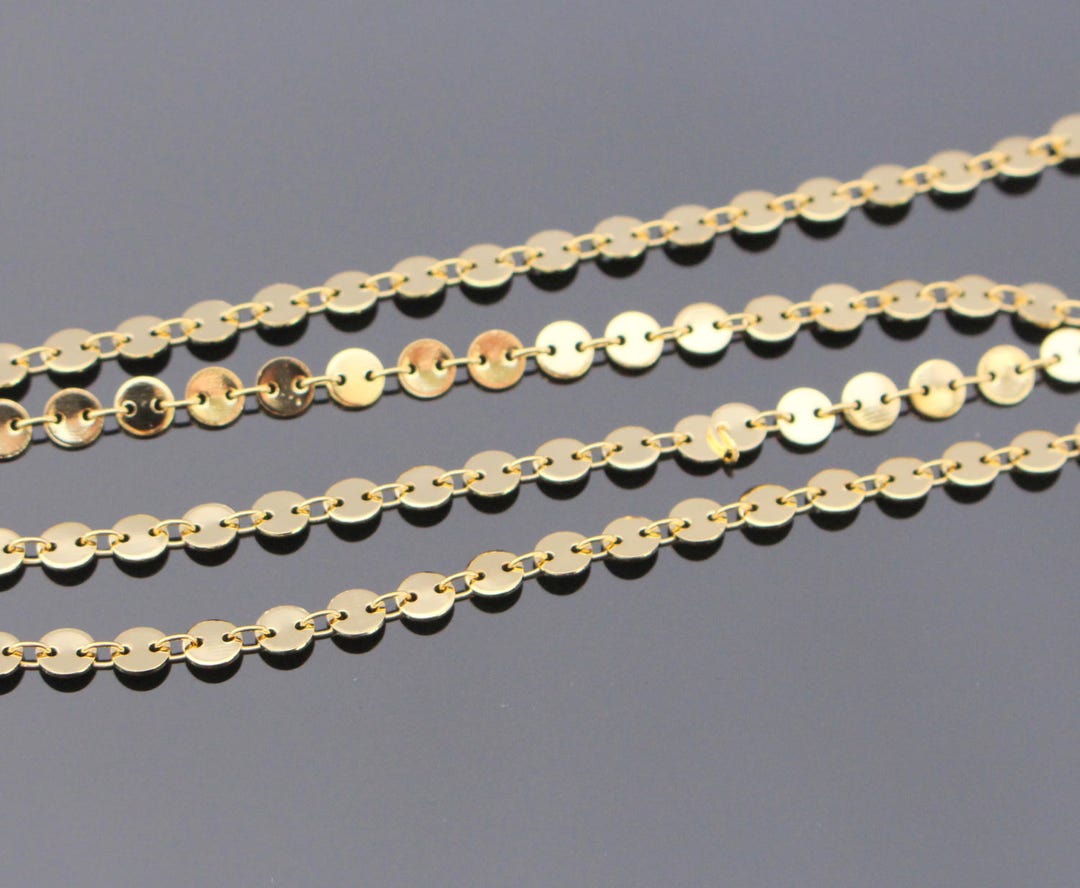 Loose Chain, Shiny Gold Plated Round Disc Linked Loose Chain, Necklace ...