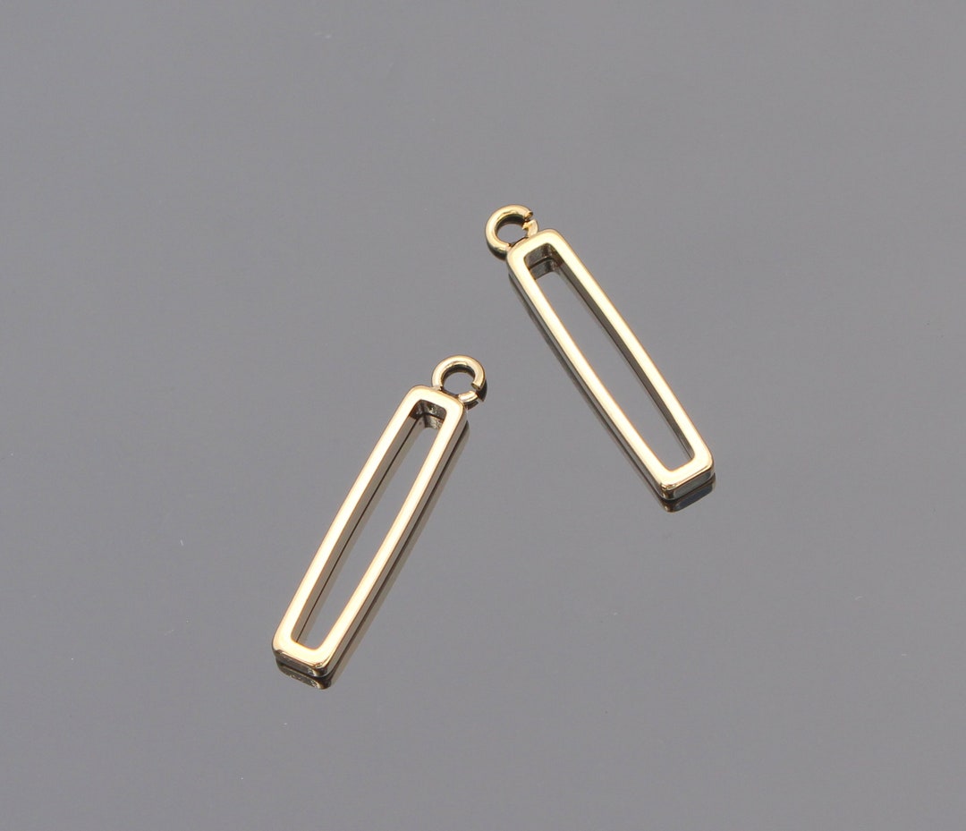 Gold Small Square Frame Drop Pendants, Rectangular Connectors, Findings ...
