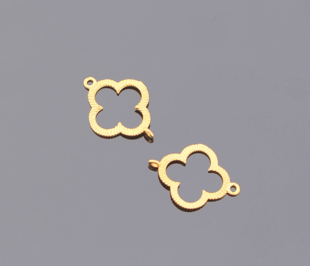 Matte Gold 4 Leaf Clover Flower Leaf Pendant, Connector, 2 Pc, S29958 ...