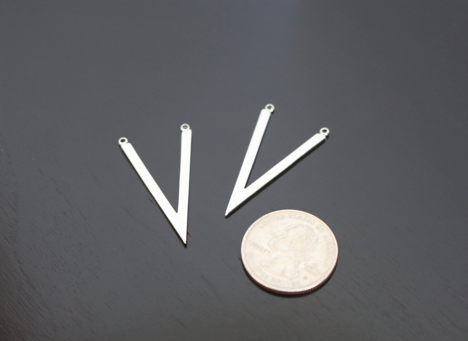 Silver V Shaped Link Connector, Triangle Charms, Triangle Bead ...