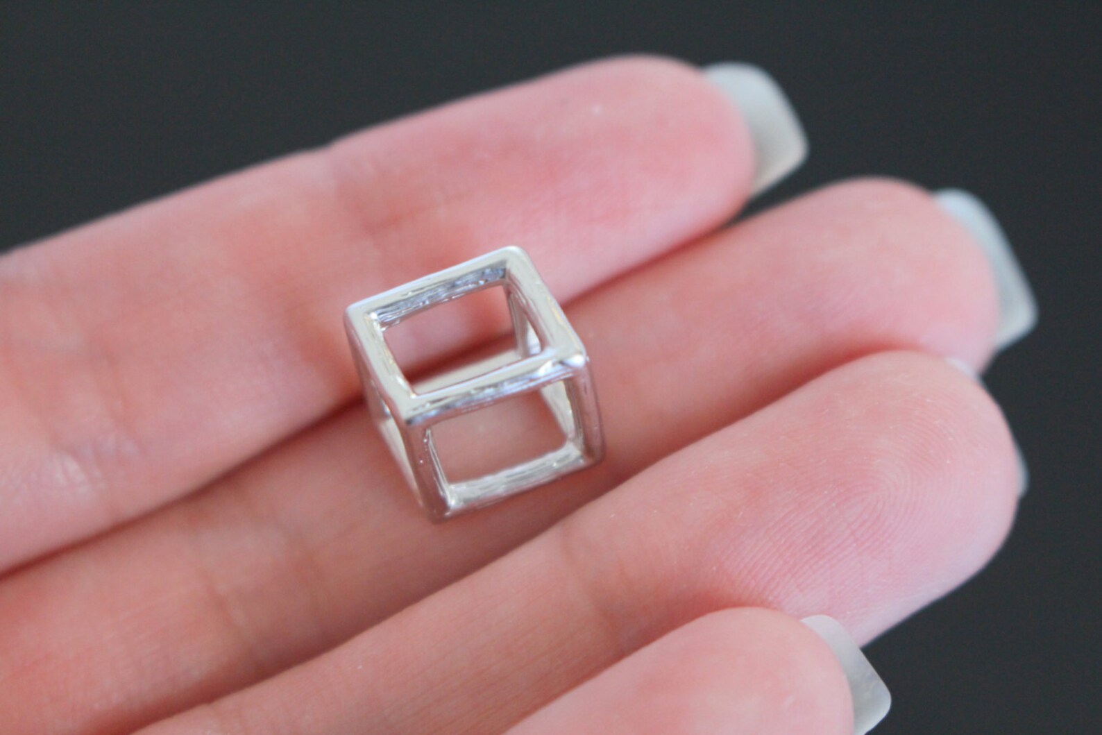 Matte Silver Single Hammered Small Square Connector Pendants - Etsy