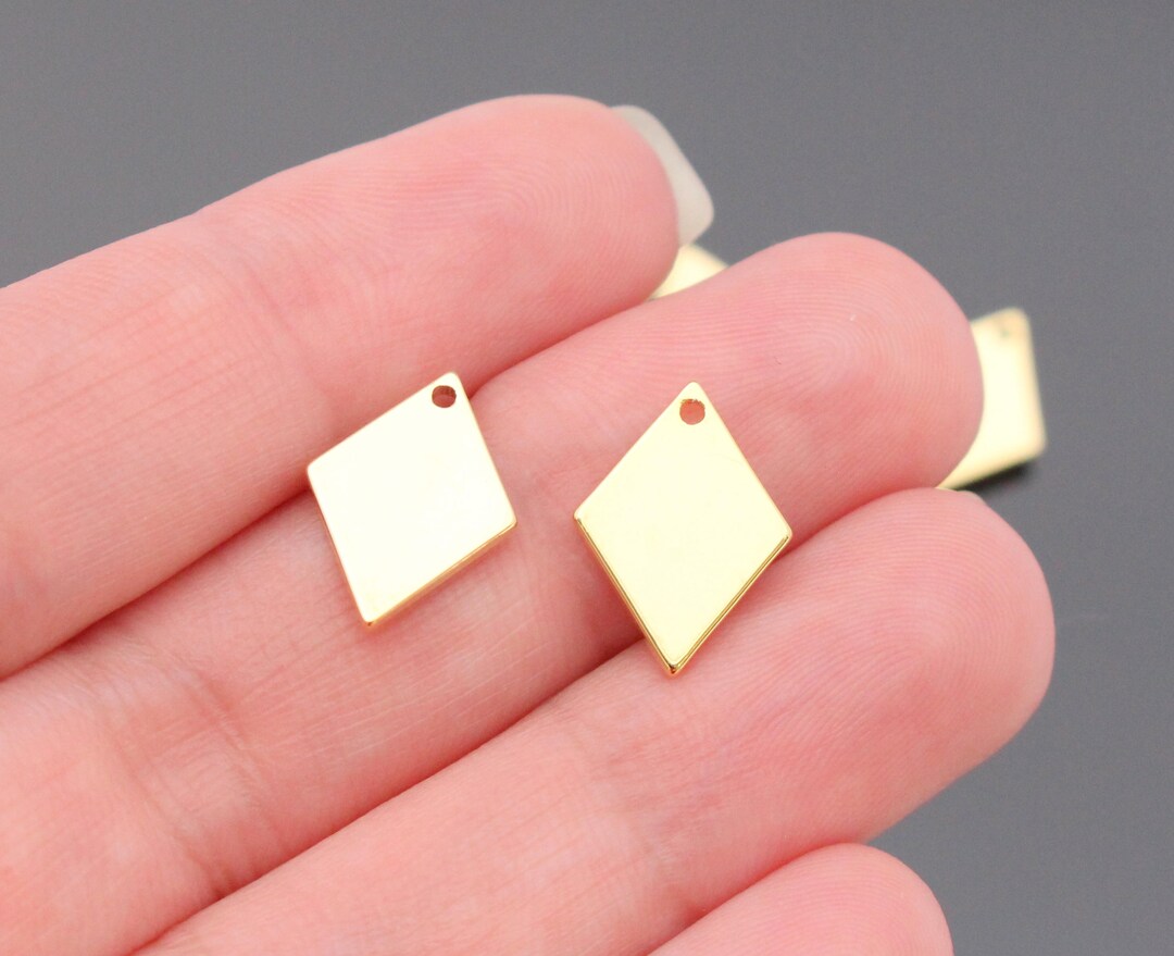 Shiny Gold Small Rhombus Blank Stamping Discs, Tiny Square Connectors ...