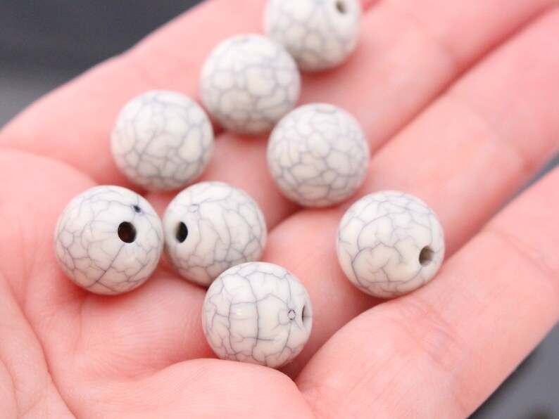 White Acrylic Ball Bead, Small Bead Connector, Plated Stone Connector ...