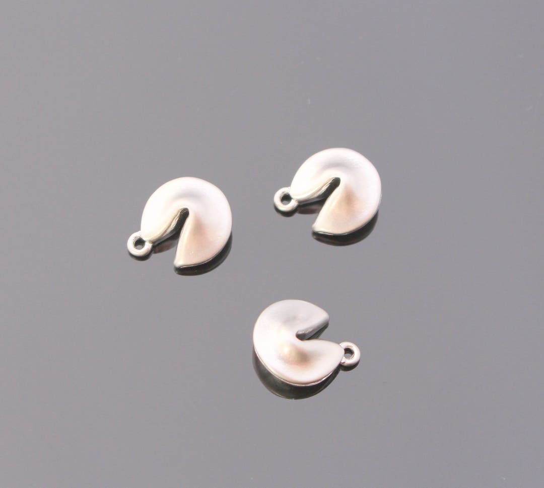 Matte Silver Tarnish Resistant Mini Fortune Cookie Bead Disk Connectors ...