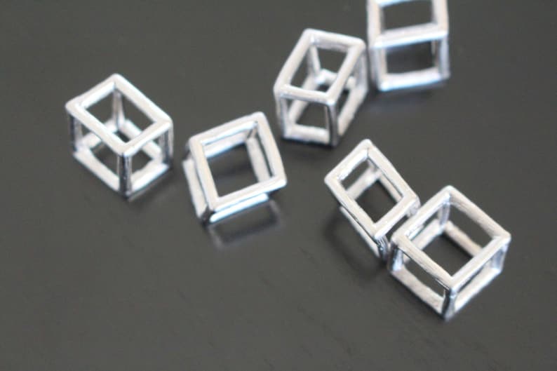 Matte Silver Single Hammered Small Square Connector Pendants - Etsy